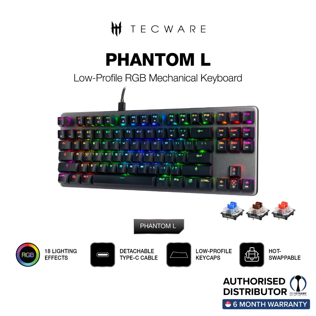[PROMO] Tecware Phantom L, Low Profile RGB Mechanical Keyboard 87 (3 Switch Options) | Shopee ...