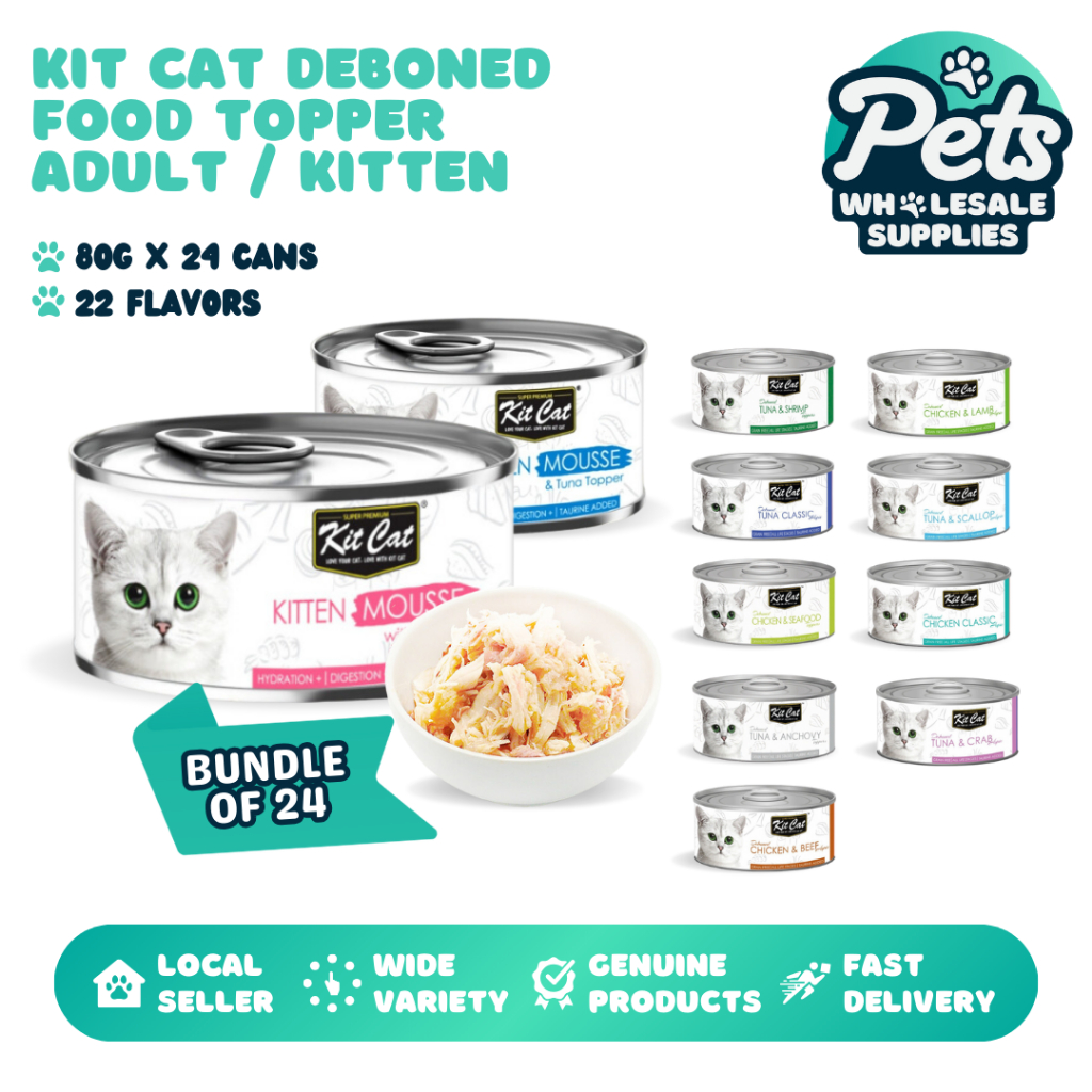 [Bundle of 24] Kit Cat Deboned Food Topper 80g - Savory Grain-Free Meal ...