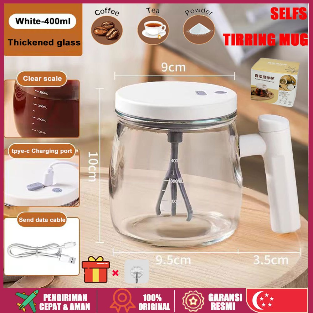 (🔥SG stock🔥) 400ml Self Stirring Mug Rechargeable With Lid Electric ...