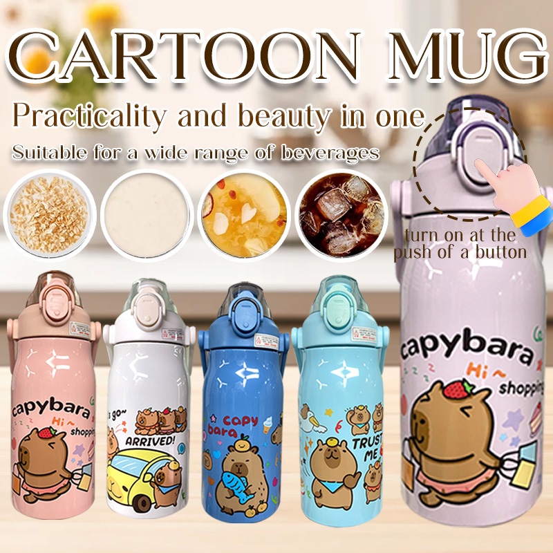 1000ml Capybara New Tumbler SUS304 Stainless Steel Cartoon Cold Thermos ...