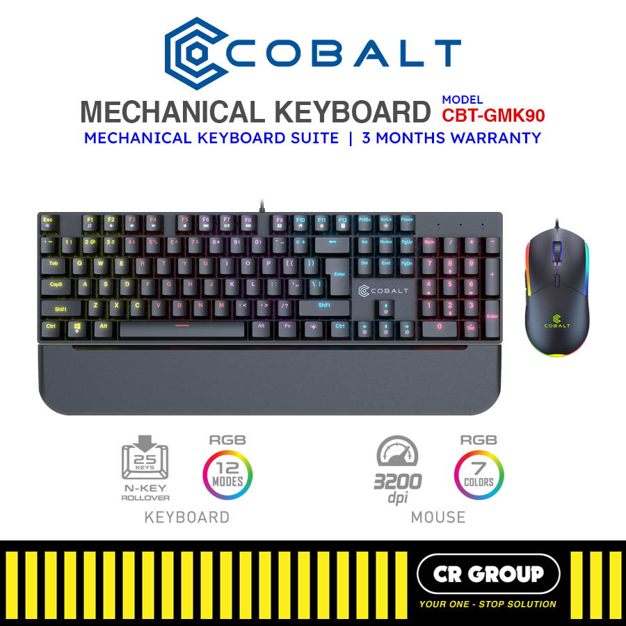 Cobalt GMK90 RGB Mechanical Keyboard Gaming Mouse Combo with Wrist Rest ...