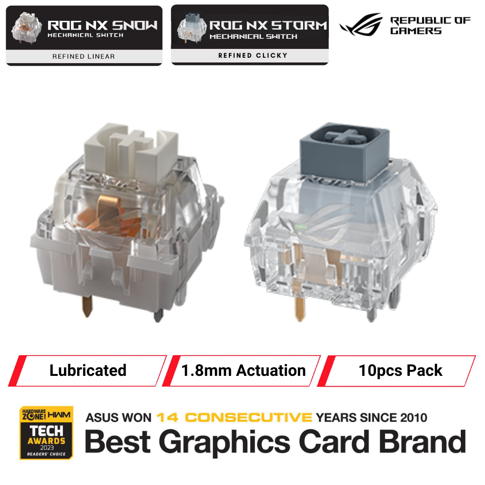 ASUS ROG NX Snow & Storm Switches 10pcs Pack - NX Snow (Thocky) / NX ...