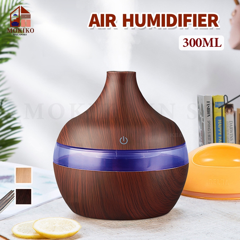 【SG】Air Humidifier Wooden Air Purifier with Light 300ML USB ...