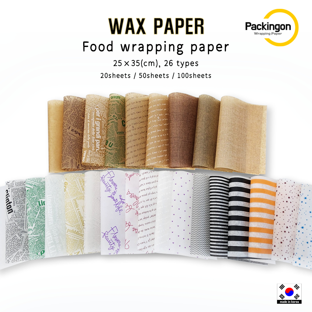 Packingon Oil-Resistant Wax Paper - Food Wrapping paper - 25cm×35cm ...