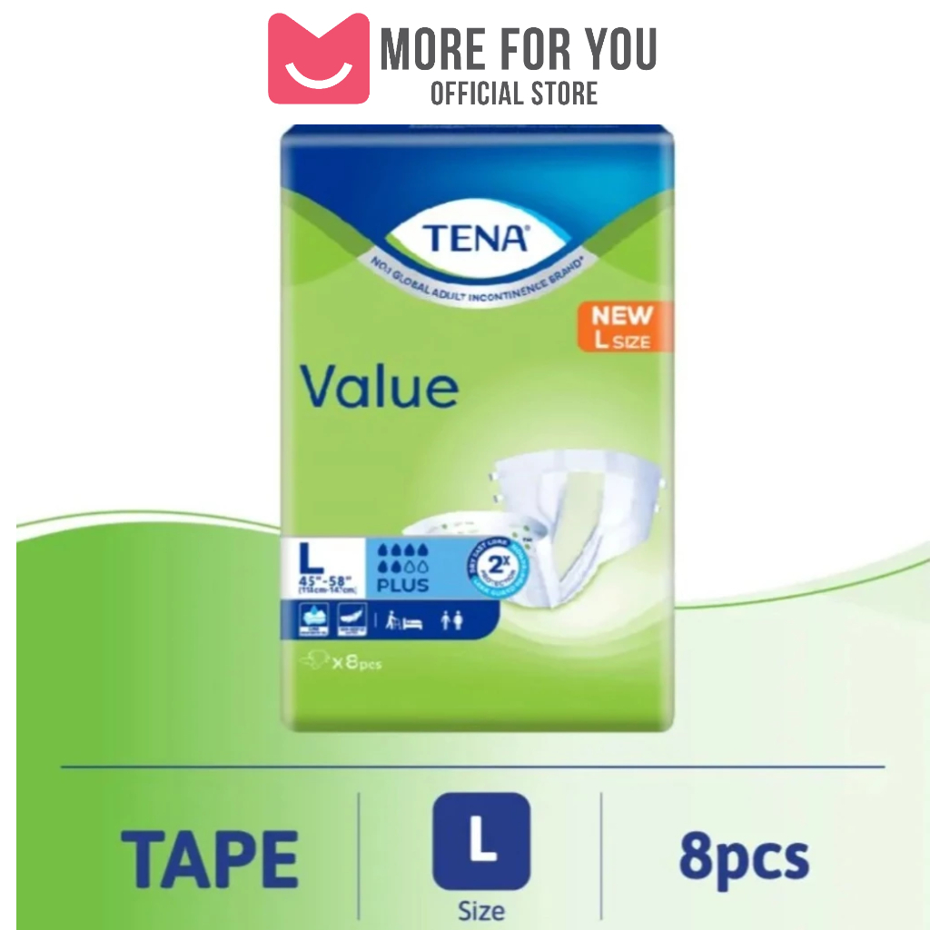 💕MORE FOR YOU💕TENA Adult Diaper Value Tape M10s/L8s/XL8s (Carton Sale) | Shopee Singapore