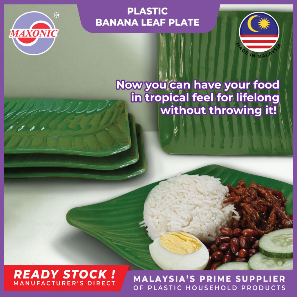 Plastic Banana Leaf Plate Pinggan Daun Pisang Plastik Pinggan Nasi ...
