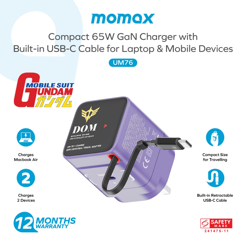 Mobile Suit Gundam Limited Edition Momax UM76 1-Charge+ 65W 1-Port GaN ...