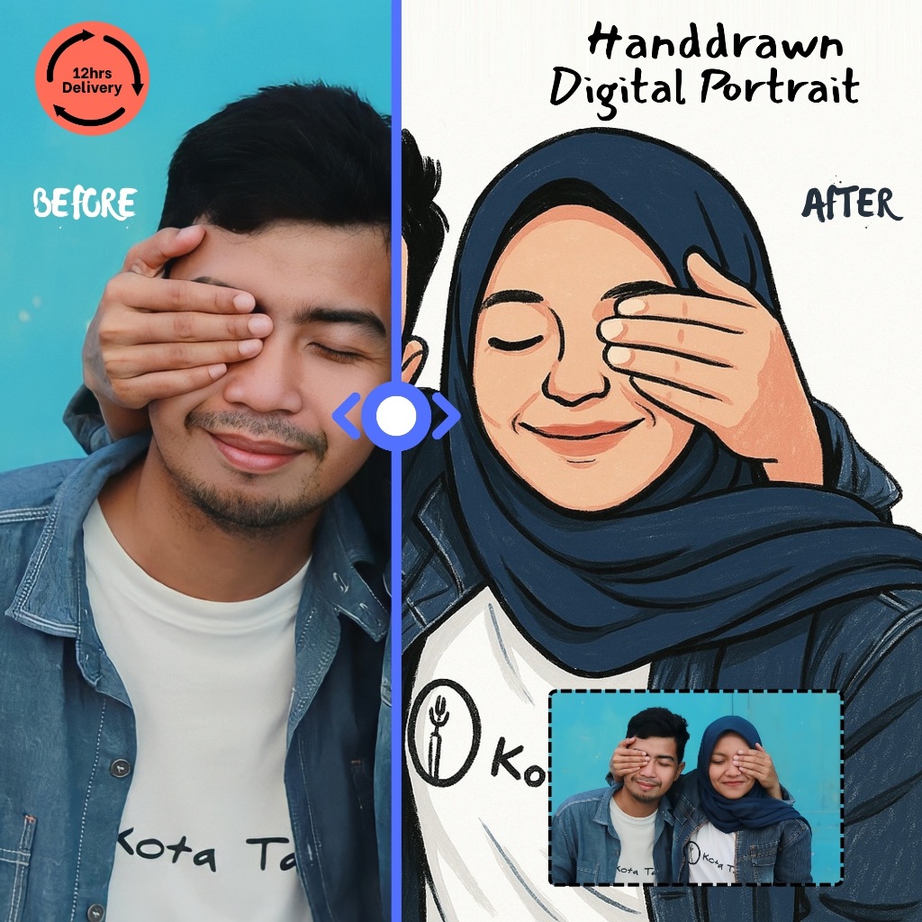 Personalized Hand Drawn Digital Portrait illustration, Custom Family ...