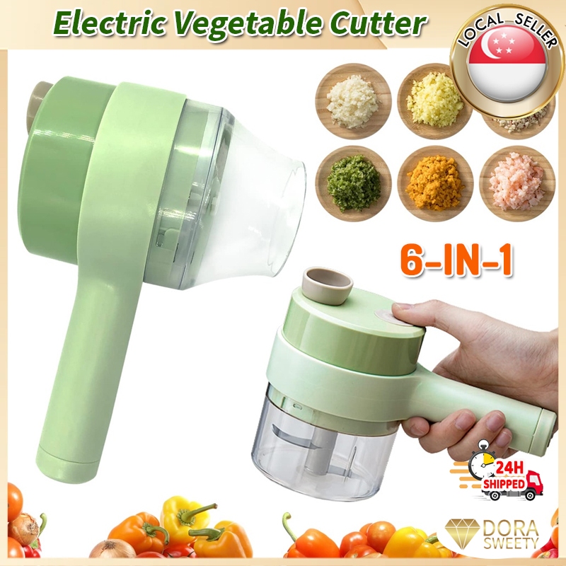 🇸🇬6in1 Multifunctional Electric Vegetable Cutter Rechargeable Wireless ...