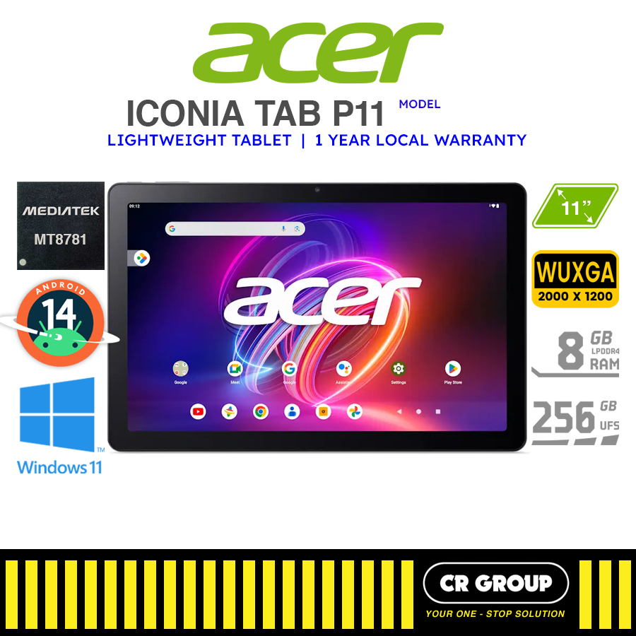 Acer Iconia Tab P11-11-877A - 11-inch WUXGA - Android 14 MT8781 ...