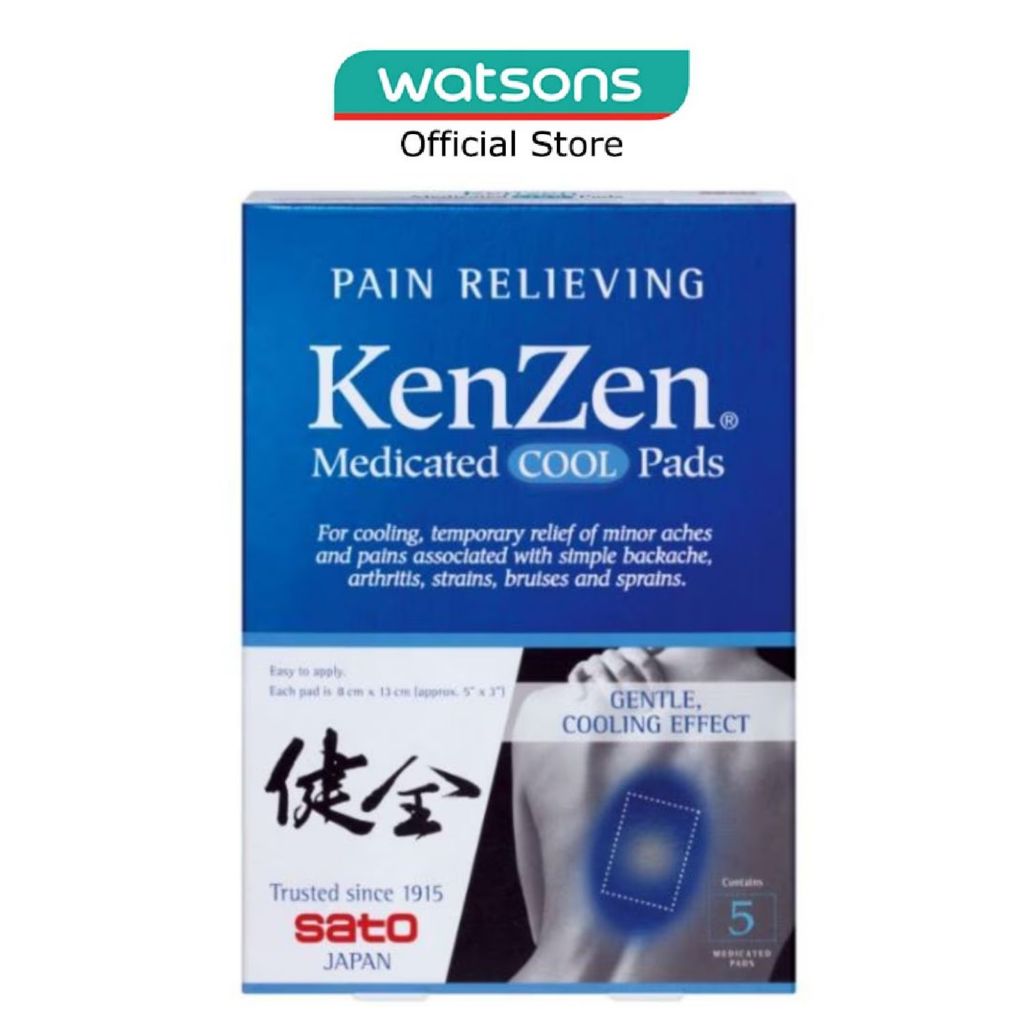 KENZEN Medicated Cool Pad (Temporary Relief Minor Aches & Pain) 5s | Shopee Singapore