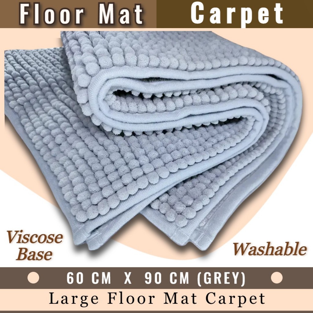 Large And Soft (60x90cm) Chenille Floor Carpet (Grey) Rug Living Hall ...