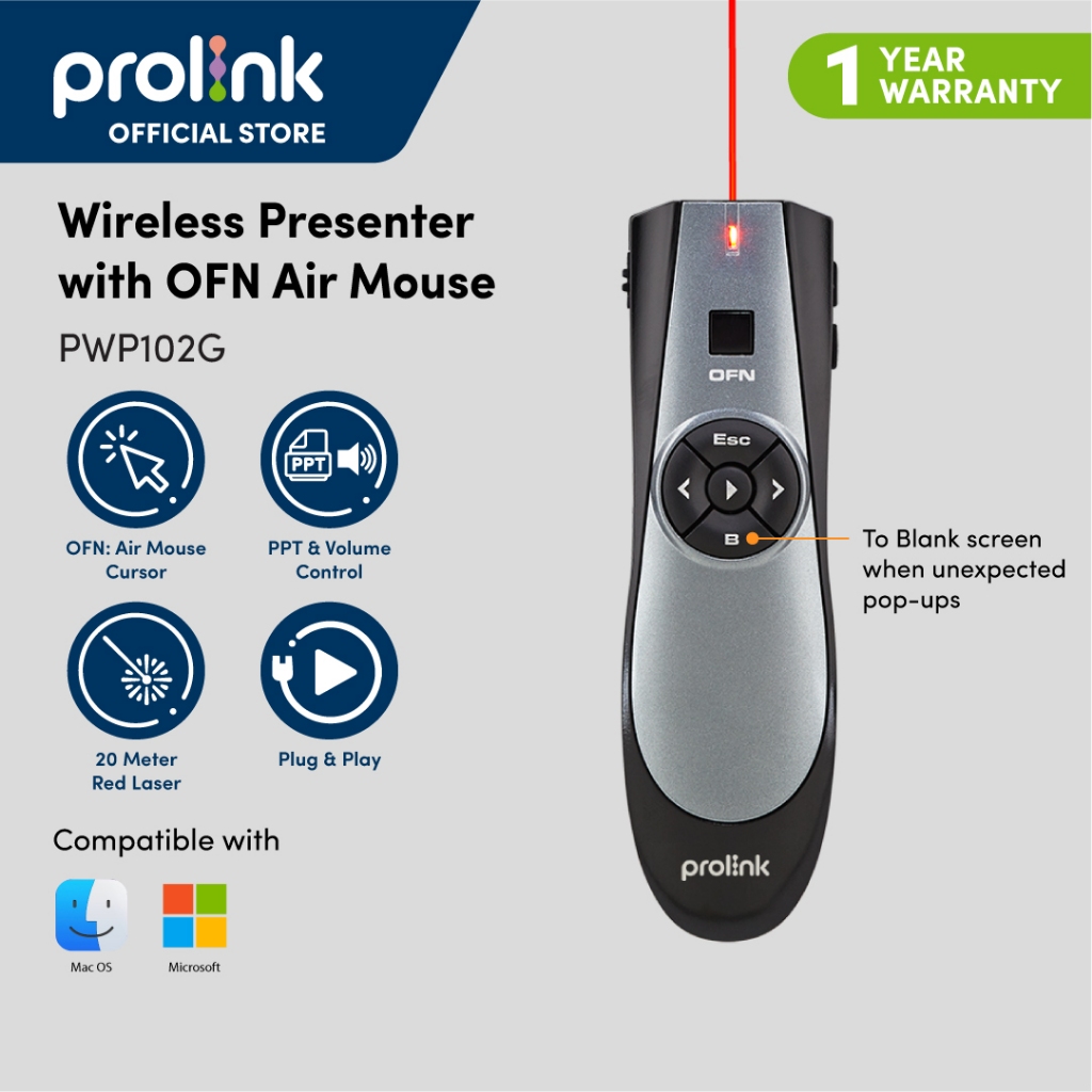 [OFN Air Mouse Cursor] Prolink PWP102G Wireless Presenter/ Wireless ...