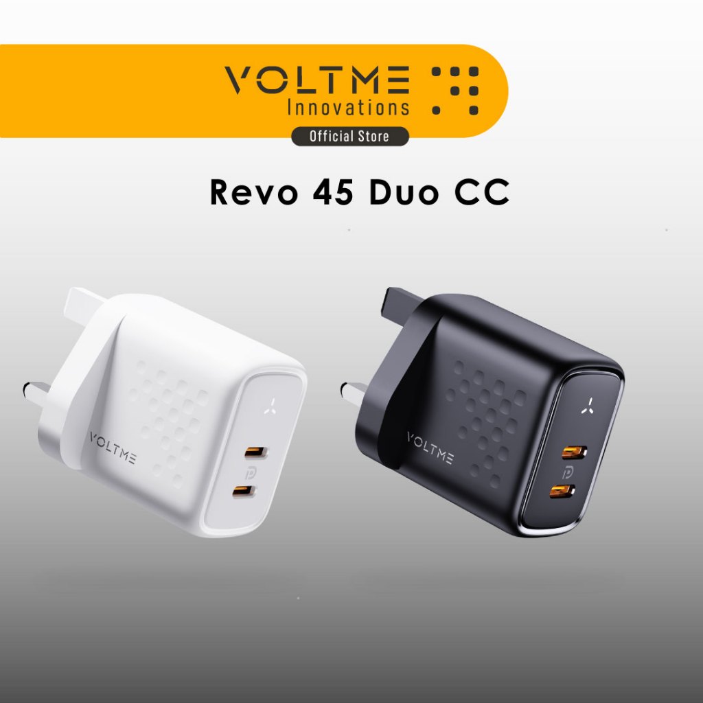 VOLTME Revo 45 Duo CC | PD45W | 2 USB-C Ports | UK Plug | GaN Charger ...