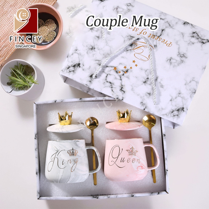 【SG】Couple Mug with Gift Box Couples Mugs Gift Set Porcelain Mugs Set ...