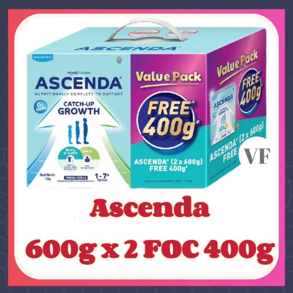 ASCENDA Catch-Up Growth Formula Milk 1-7 Years Old 600g x 2 FOC 400g ...