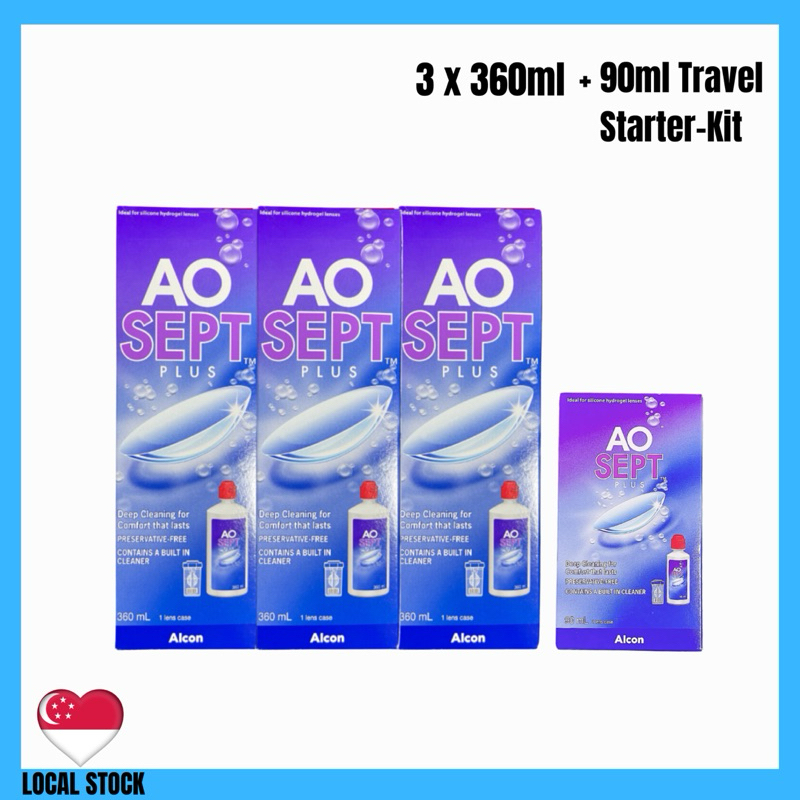 Alcon Aosept Plus Cleaning Disinfecting Solution 3x360ml Expiry Date ...