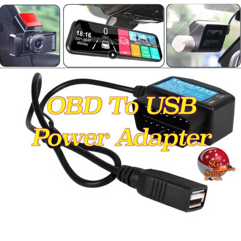 Obd to USB power adapter, connect for in car camera, dash cam, 24 hours ...