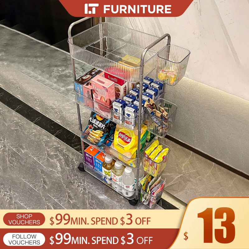 Snack Rack Trolley Rack with Basket Acrylic Rack Storage Rack Multi ...