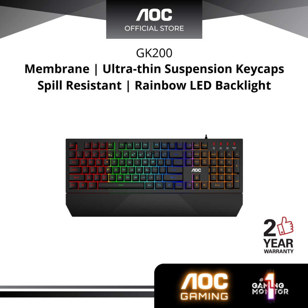 AOC GK200 RGB Membrane Gaming Keyboard | Shopee Singapore