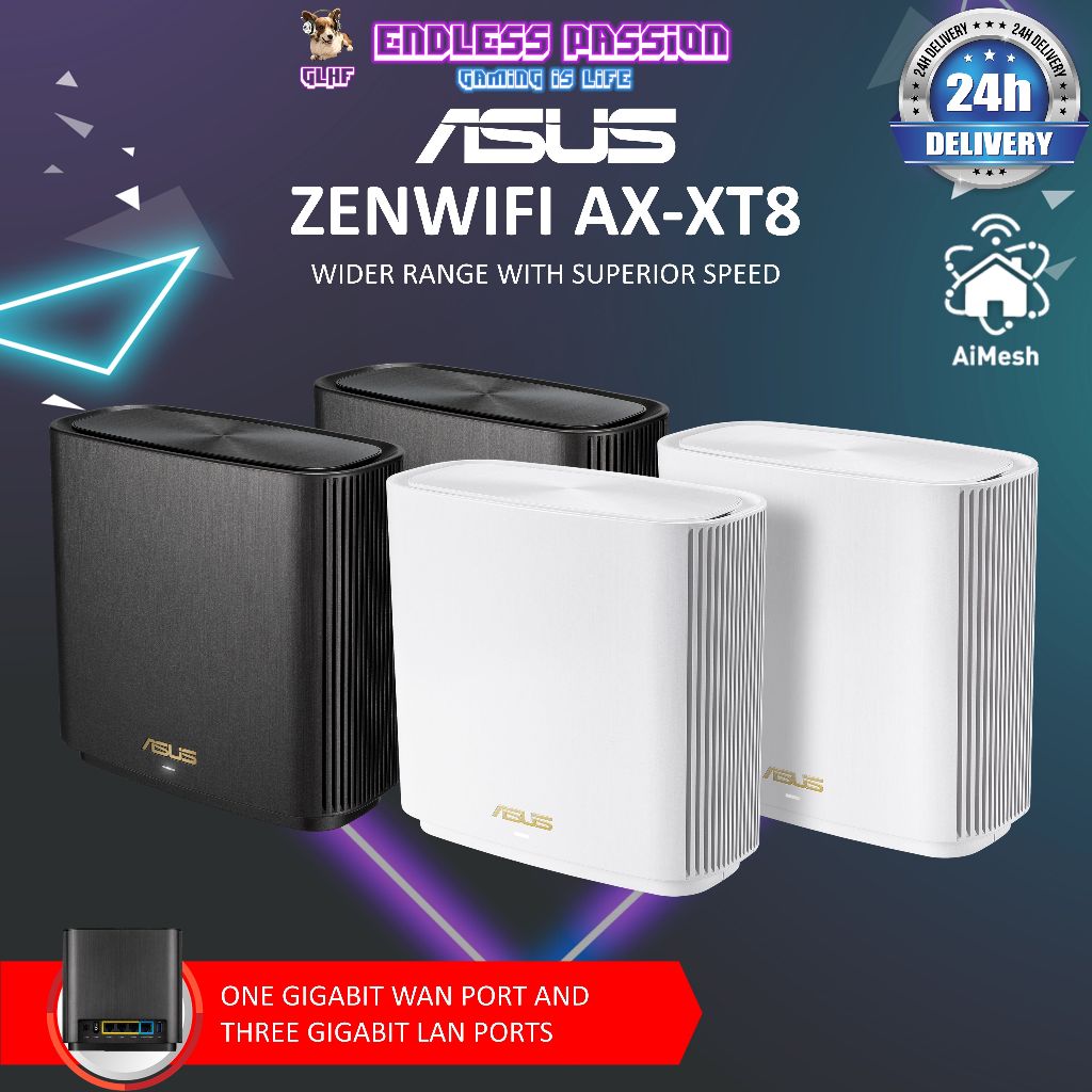 Asus ZenWiFi AX XT8 AX6600 Black Tri-band Mesh WiFi 6 Gaming Router ...
