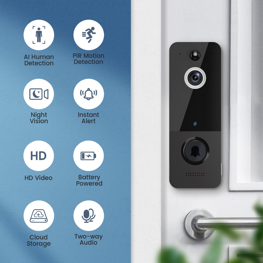 WiFi Video Doorbell Camera Visual Intercom With Chime Night vision IP ...