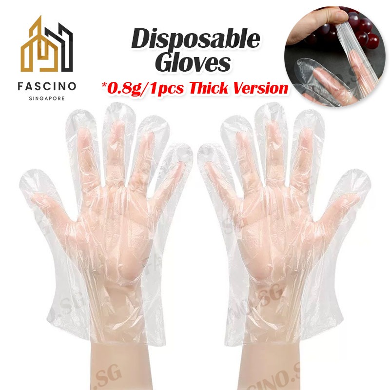 【SG】500PCS Thicken PE Disposable Gloves Food Cooking Plastic Food Prep ...