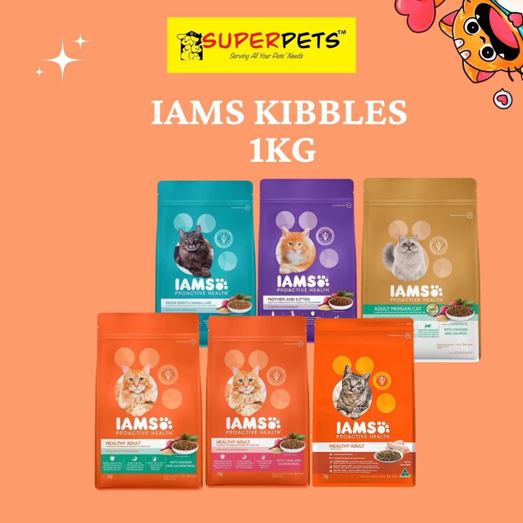 Iams 1kg Cat Kibble (Chicken/Salmon/Indoor/Mother&Kitten) | Shopee ...