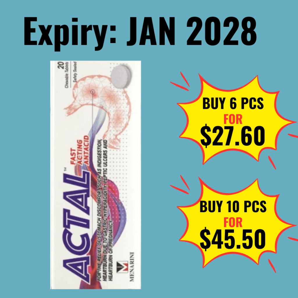 Actal Tab 20s Gastric Pain Heartburn Acid Indigestion Gaviscon Magtasil ...