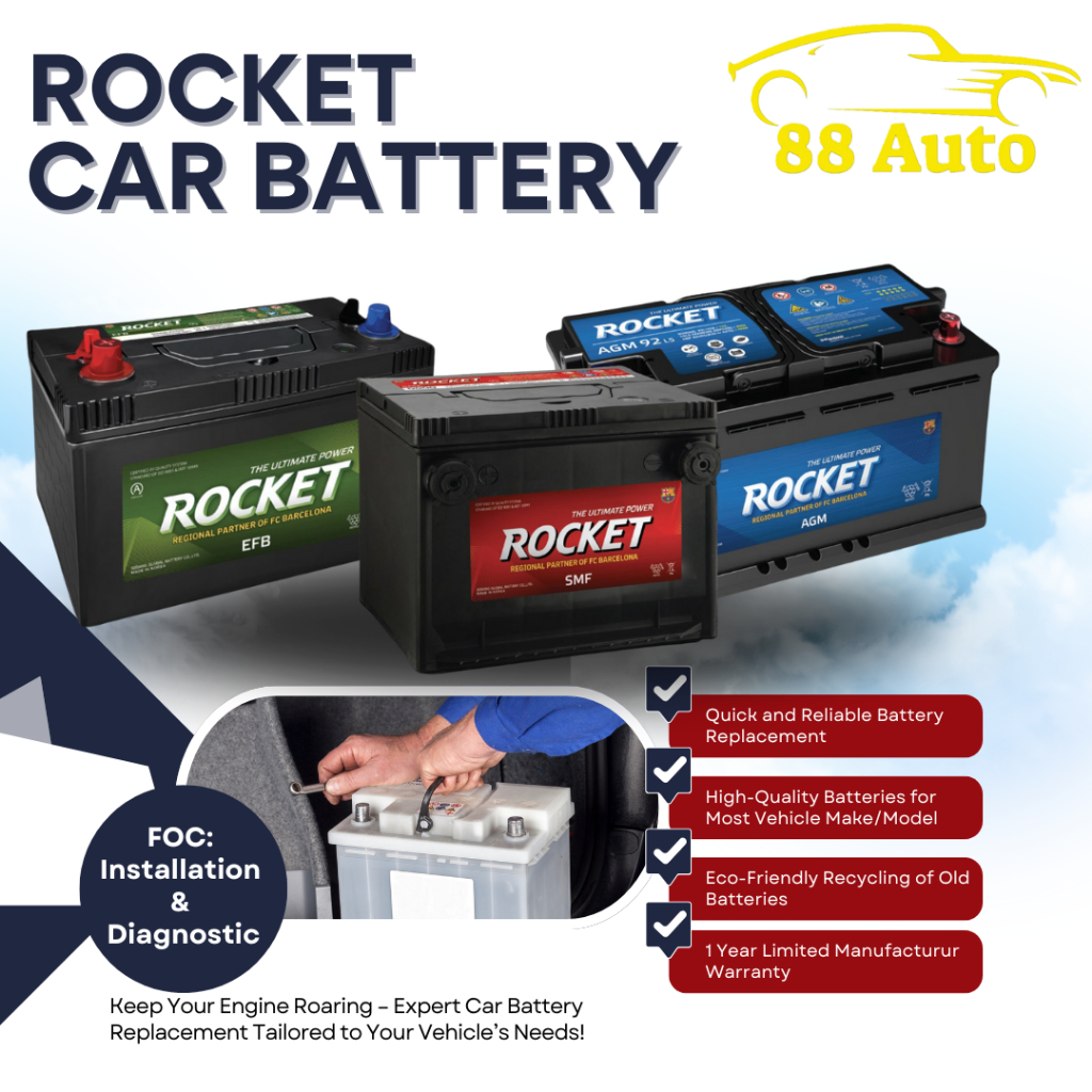 ROCKET Car Battery By 88 Auto Garage | DIN EFB AGM Car Lorry Van ...