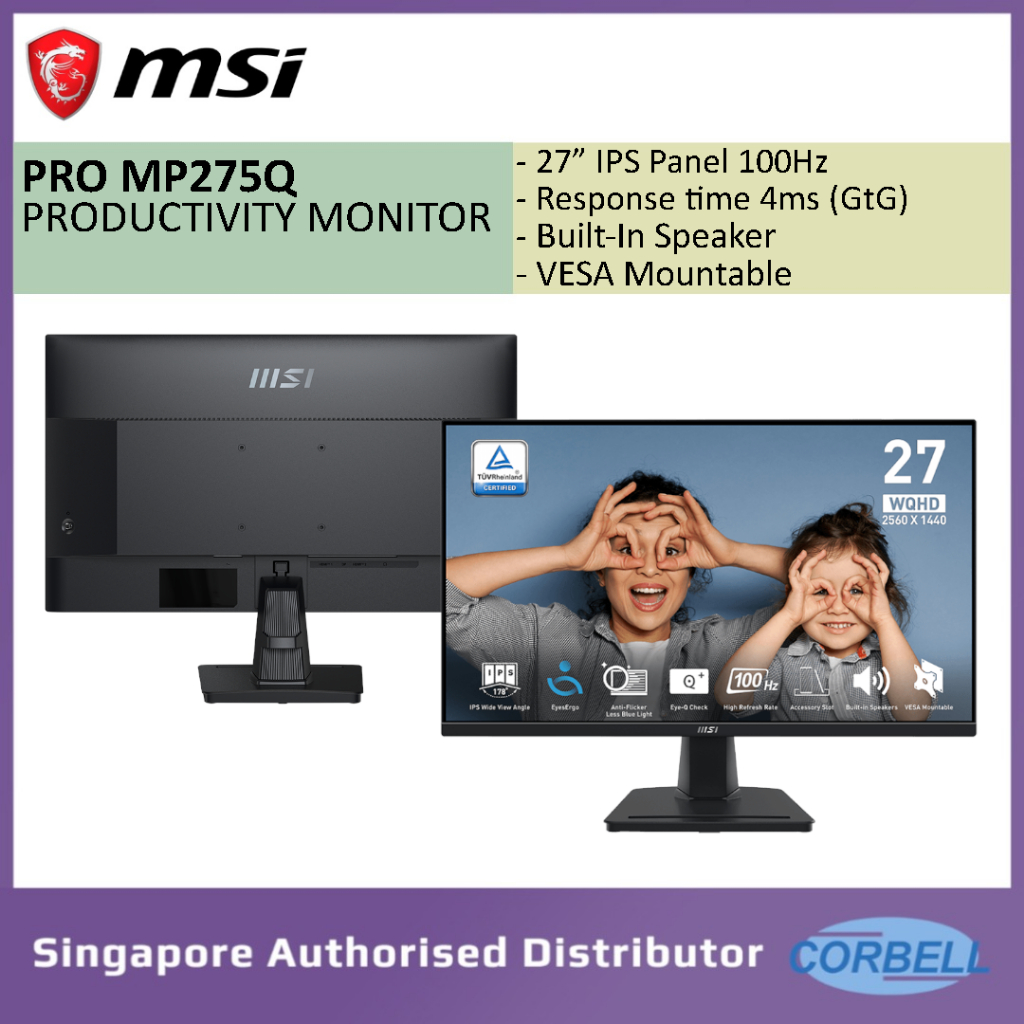 MSI PRO MP275Q 27" Flat Monitor /IPS/100Hz/1ms(MPRT)/4ms(GtG ...