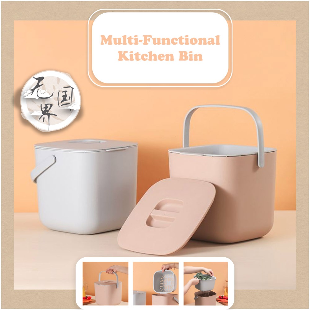 👑(𝑺𝑮 𝑳𝒐𝒄𝒂𝒍)👑 Double layer Odorless Kitchen Food Waste Bin with cover 2 ...