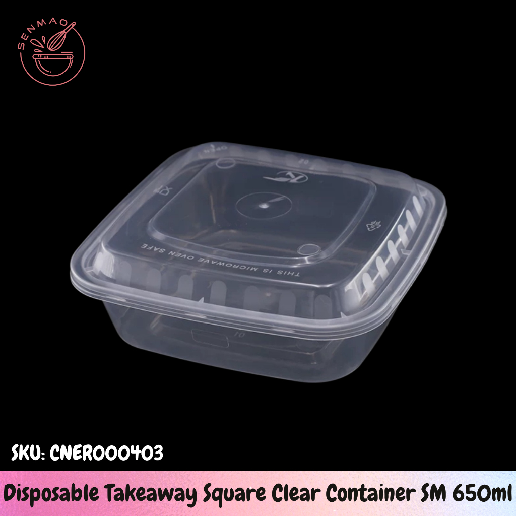 [SG Seller] 10pcs SM 650ml Clear Container Square /Take Away Food Box ...