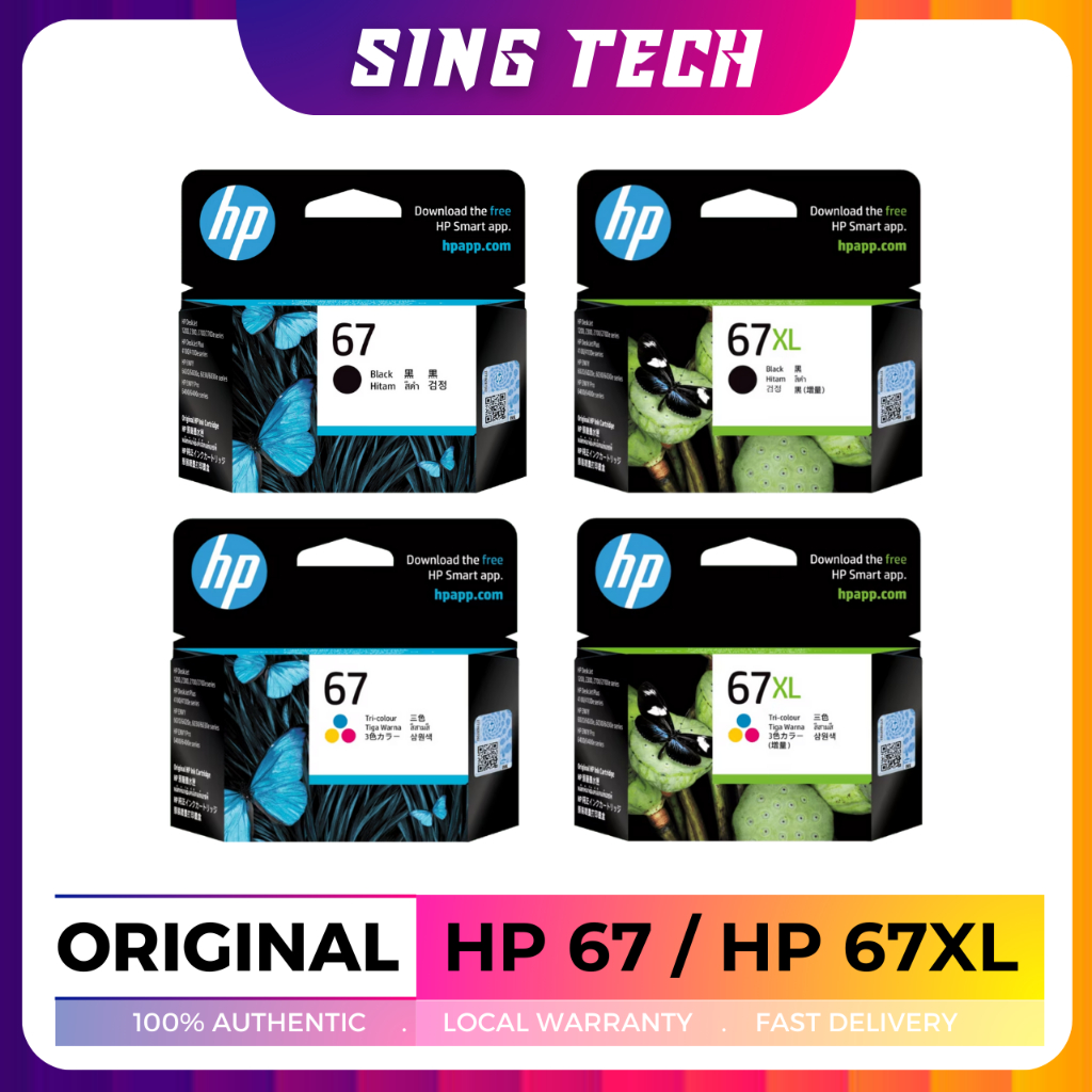 [ORIGINAL] HP 67 / HP 67XL Black Tri-color Ink Cartridge | Shopee Singapore