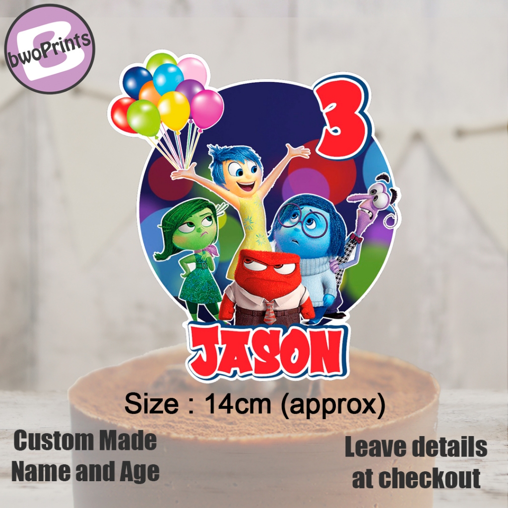 Inside Out Cartoon Custom Made Cake Topper Cupcake Toppers Happy ...
