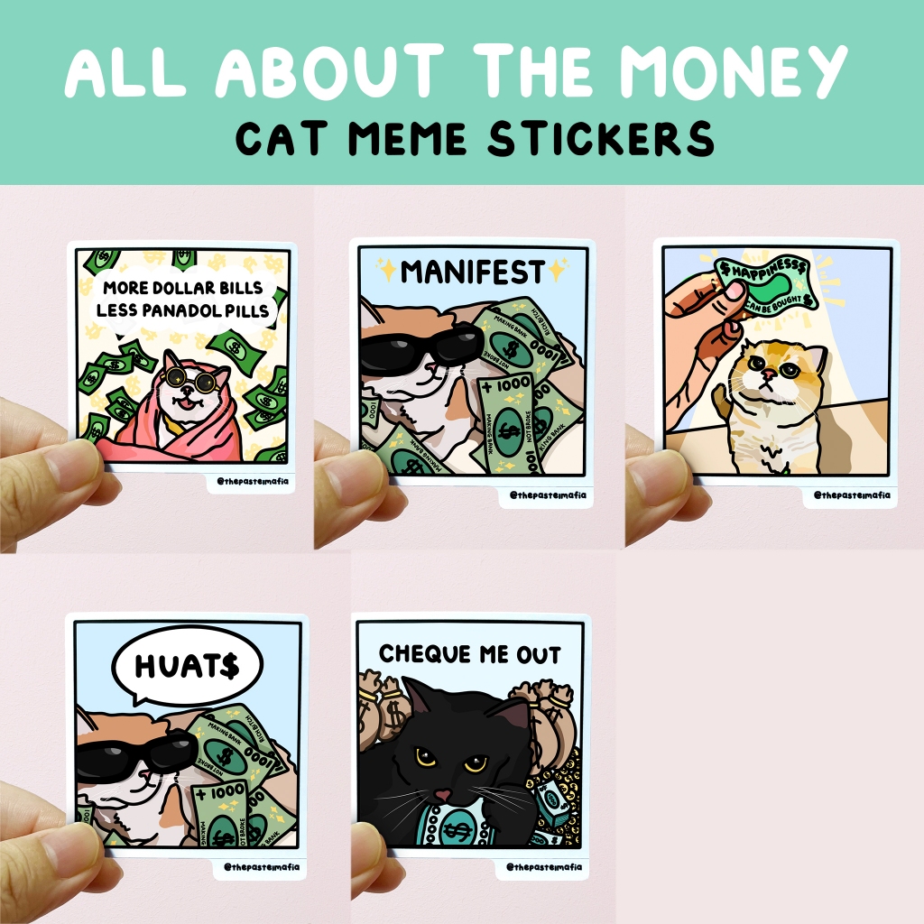 "all about the money" corporate cat meme stickers (pick your own ...