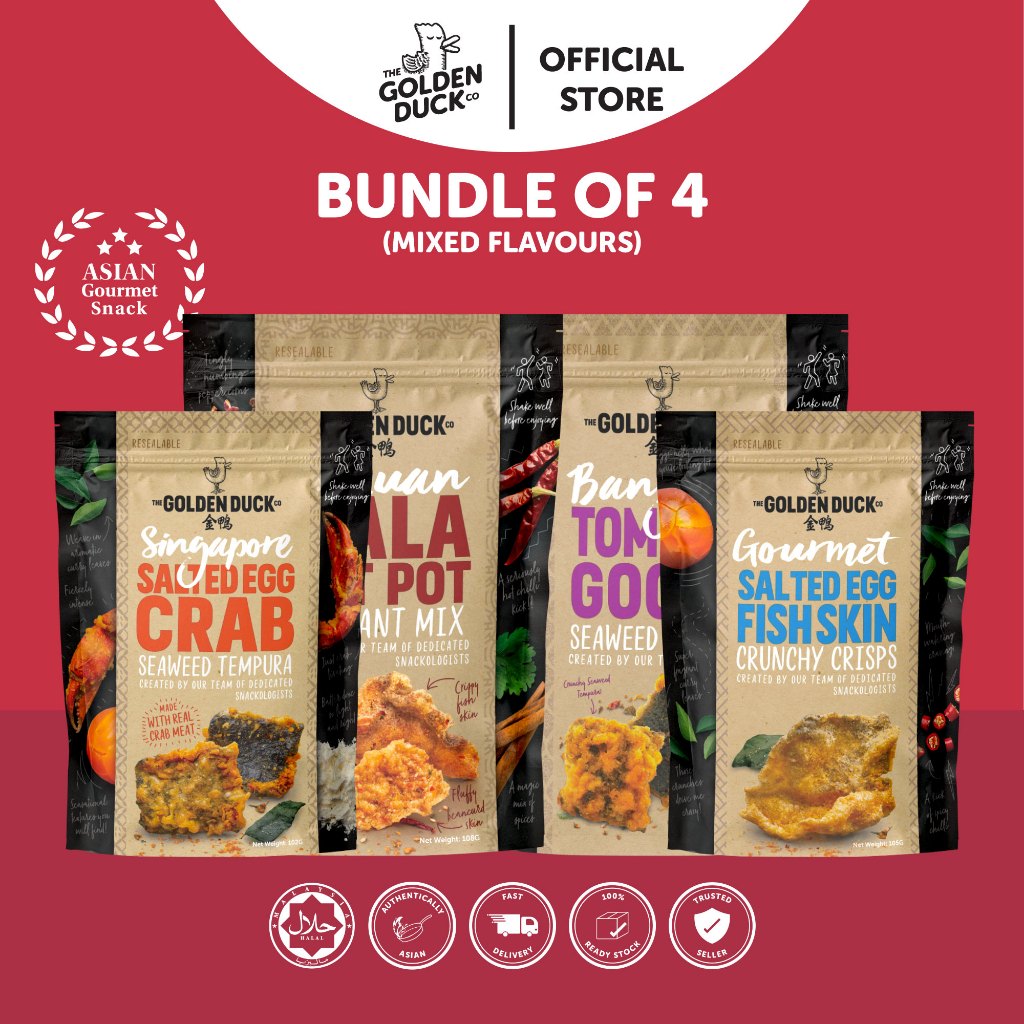 [Bundle of 4] The Golden Duck Mix Assorted Flavors | Salted Egg Fish ...