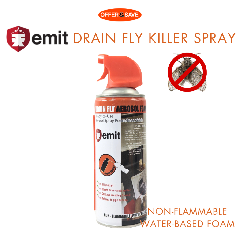 EMIT Drain Fly Killer Foam Spray 450ml | Shopee Singapore