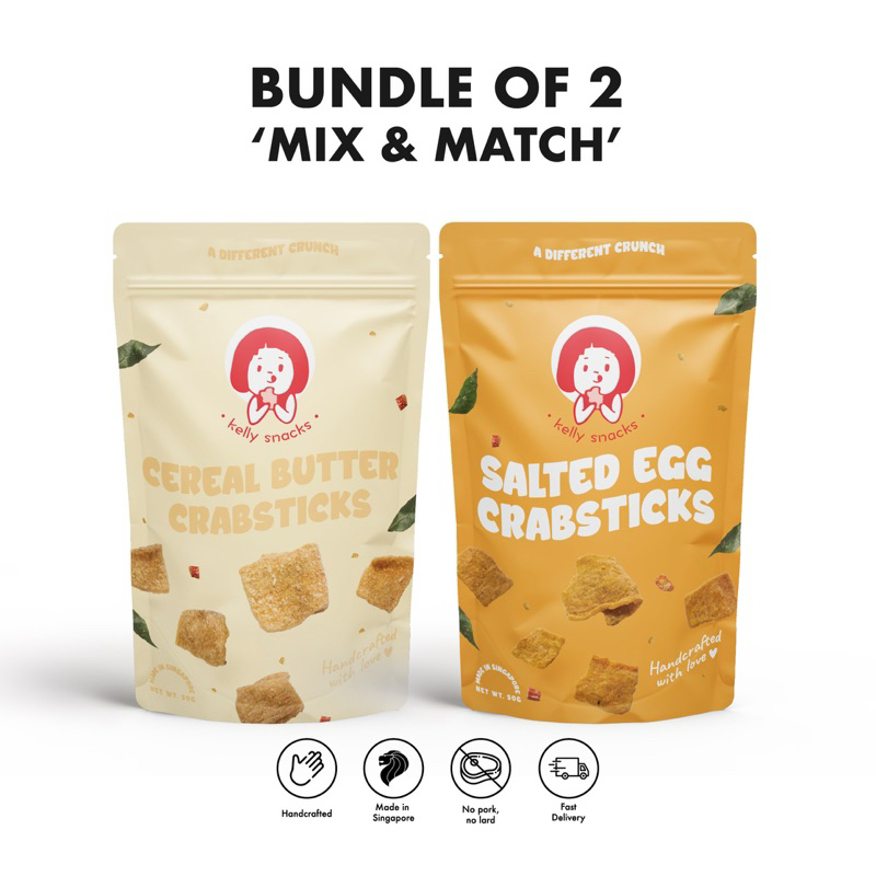 [Bundle of 2] Kelly Snacks ‘Mix & Match’, 50-70g x 2 | Shopee Singapore