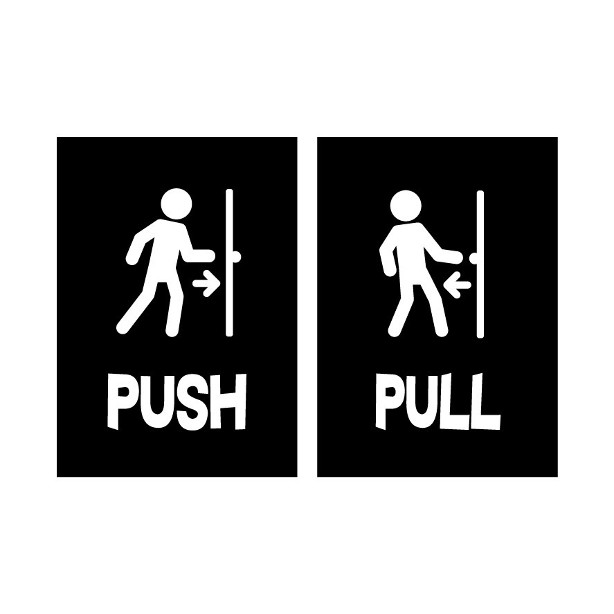 PUSH & PULL Vinyl Sticker | 148mm x 210mm | Customisable Design ...