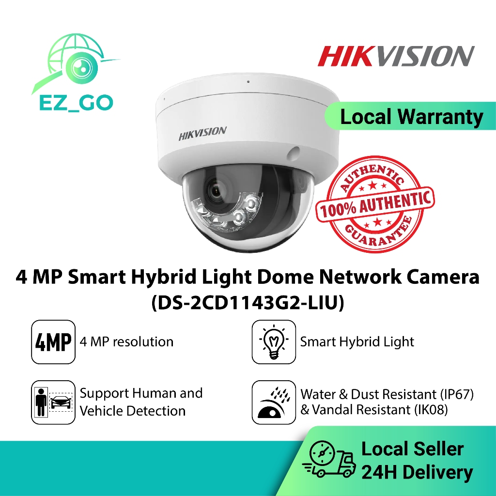 [Authentic] Hikvision 4MP Fixed Dome Network CCTV DS-2CD1143G2-LIU POE ...