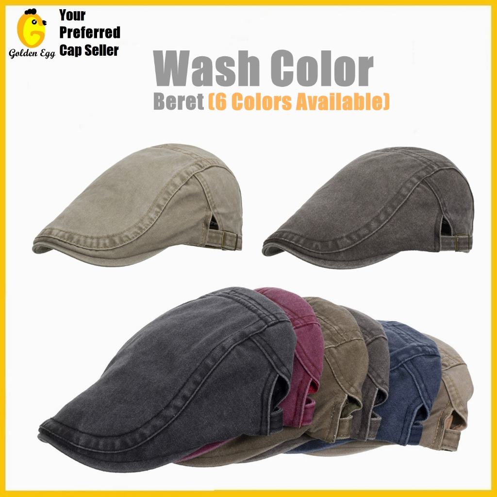 GEC Adult Unisex Wash Color Plain Artist Cap Beret Fashion Cap ...