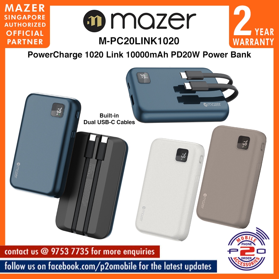 Mazer M-PC20LINK1020 PowerCharge 1020 Link 10000mAh PD20W Power Bank ...