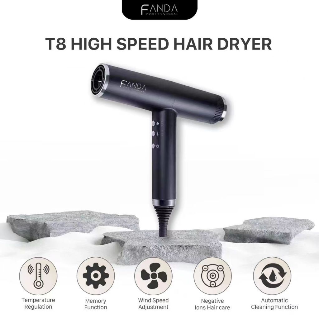 Fanda T8 Salon Grade Hair Dryer | High-Speed | Fast Drying | 400g ...