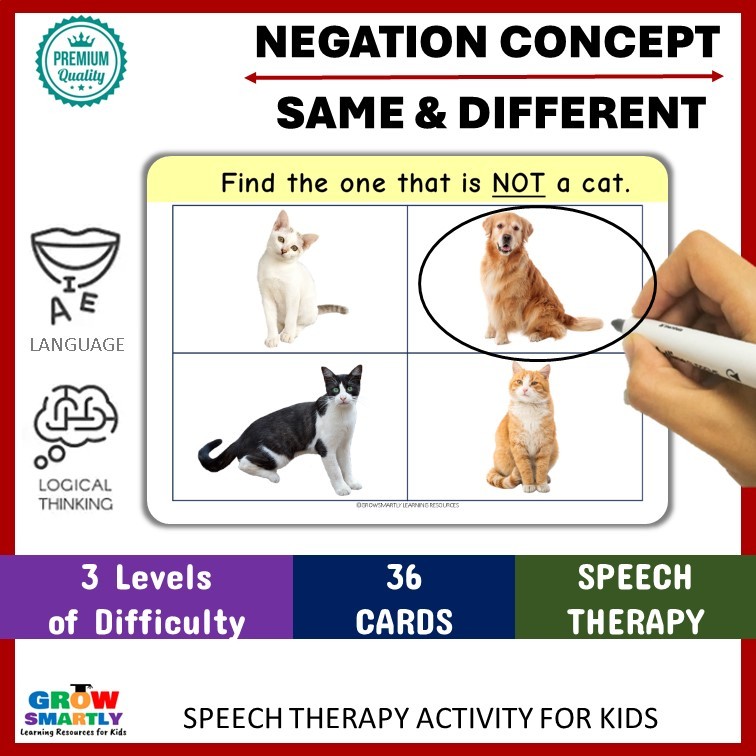 NEW Negation Concept Task Card Speech Therapy Activity Speech Therapy ...