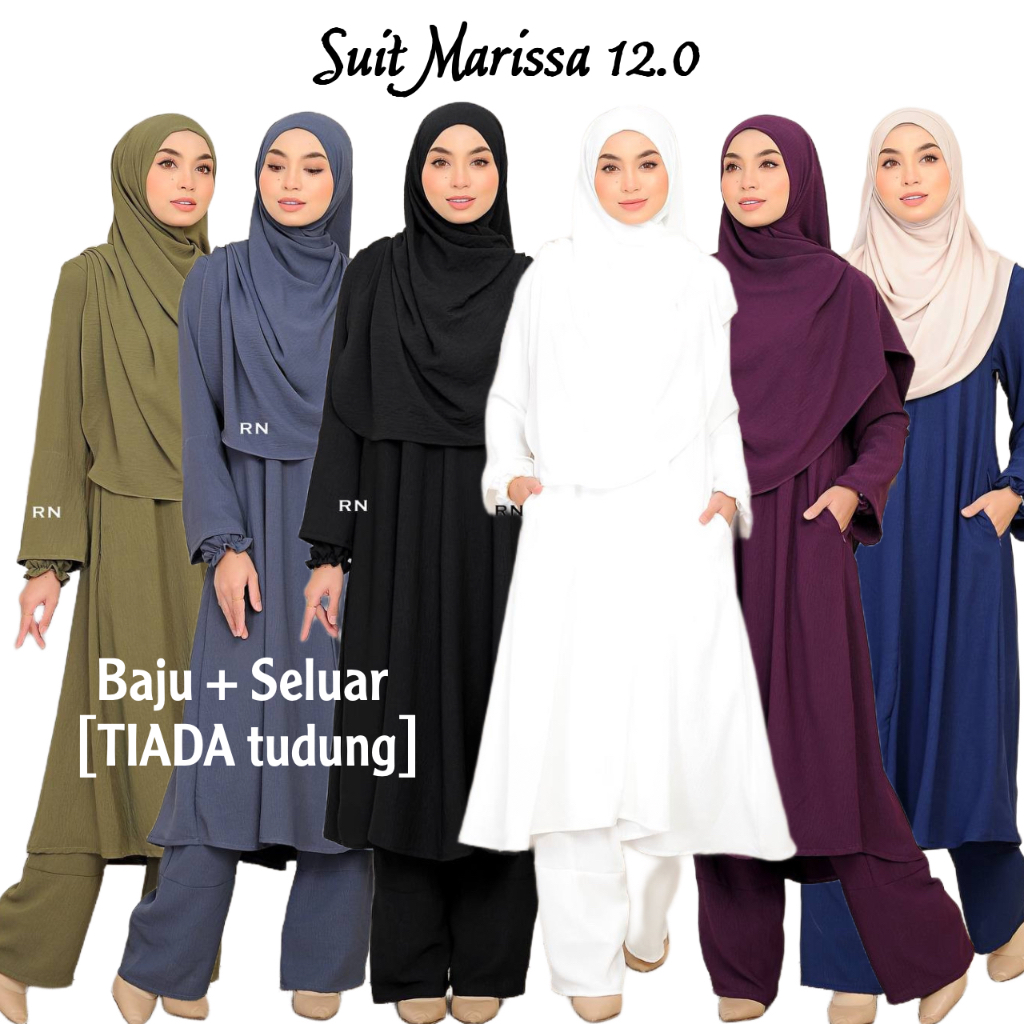 MARISSA 12.0 MuslimLadies Pant Suit Umrah Hajj Ironless Black White ...