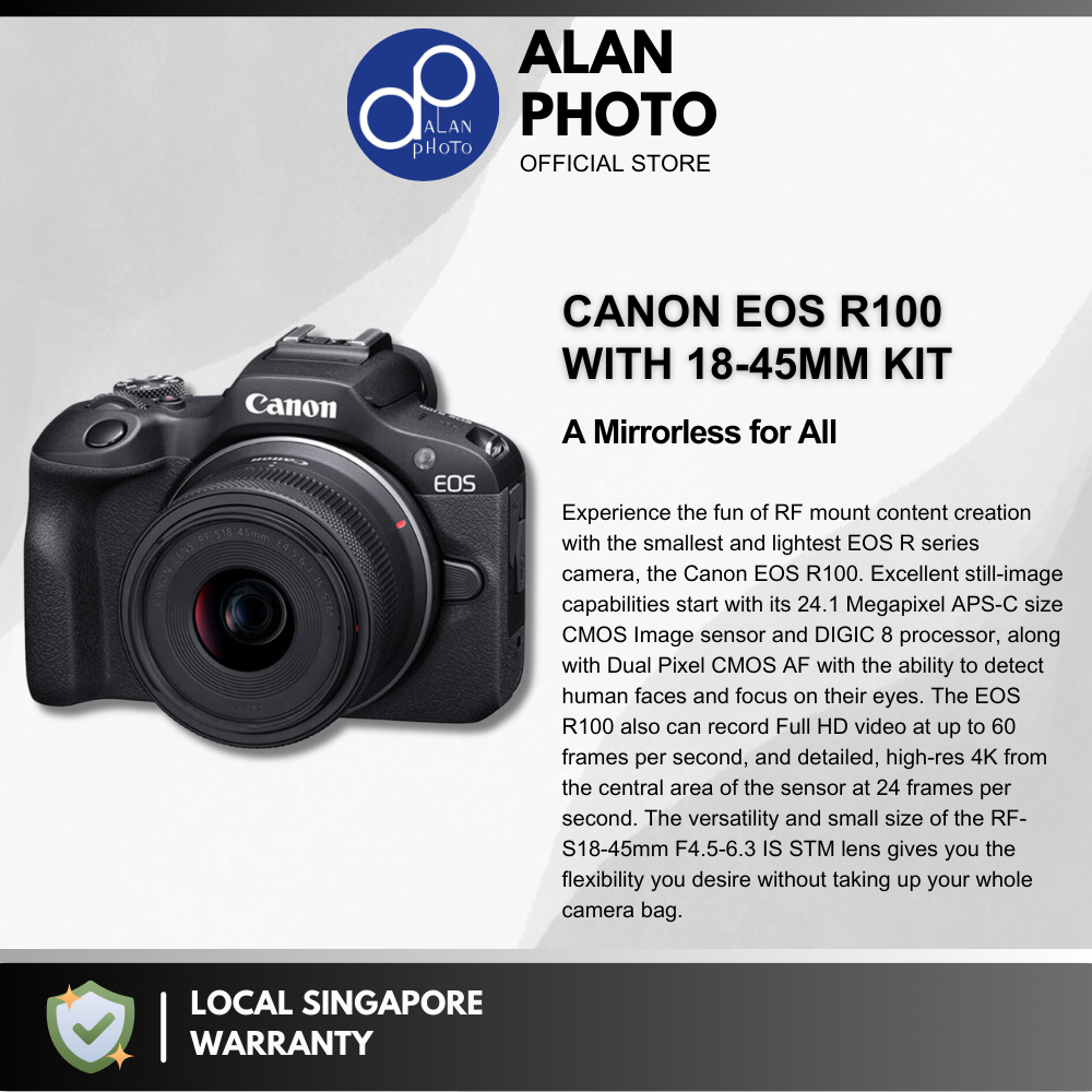 Canon EOS R100 Mirrorless Camera Body & RF-S18-45mm F4.5-6.3 IS STM ...