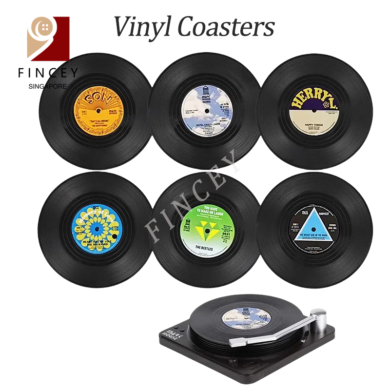 【SG】Vinyl Coasters Fun Vintage Record Parties Cool Coaster Music Lovers ...