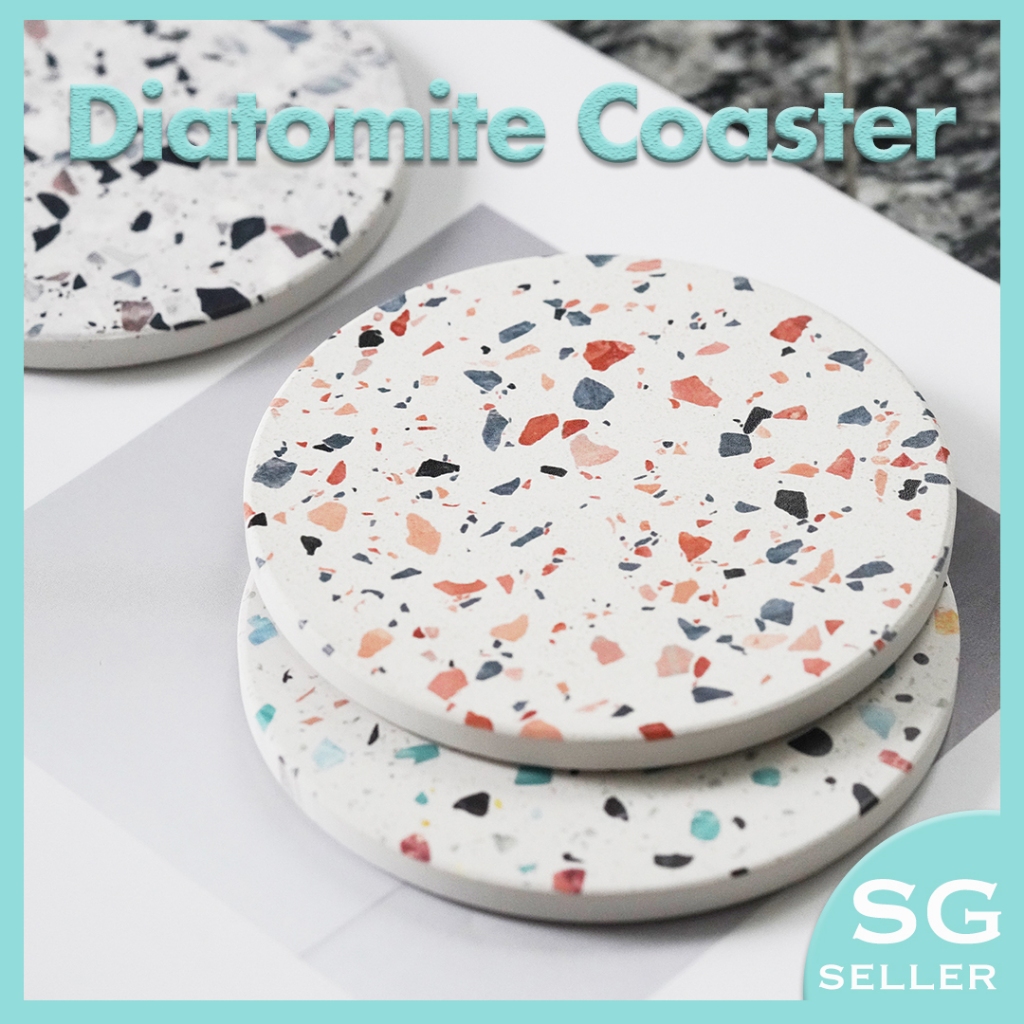 [SG STOCK] Diatomite Hard Coaster for Cup Absorbent Fast Drying With ...