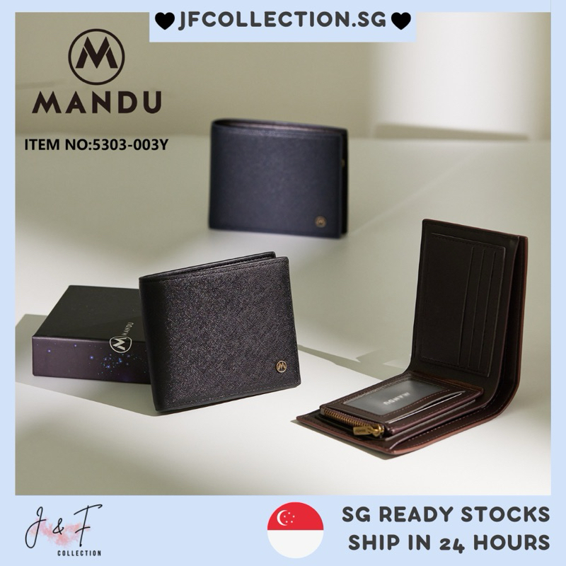 [SG stock] Casual bifold short wallet for men MANDU plain design ...